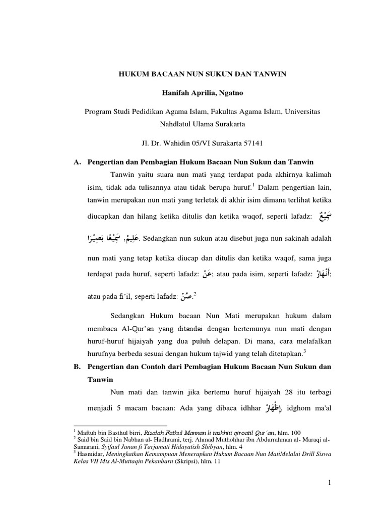 Hukum Nun Sukun Tanwin | PDF