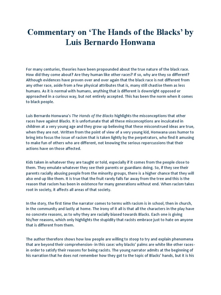 The Hands of The Black, Commentary | PDF | Race (Human Categorization ...