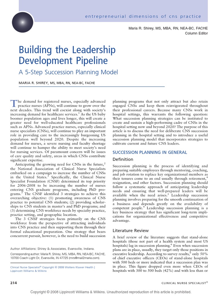Building The Leadership Development Pipeline A 5 Step Succession ...