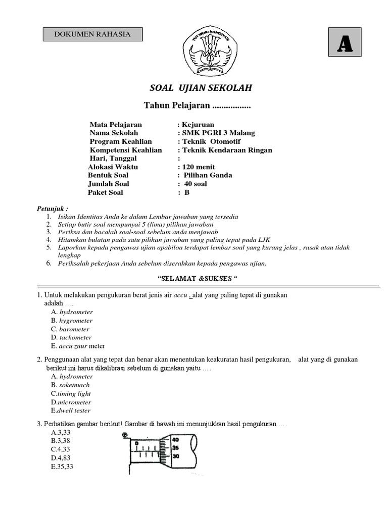 Contoh Soal TKR 1 | PDF