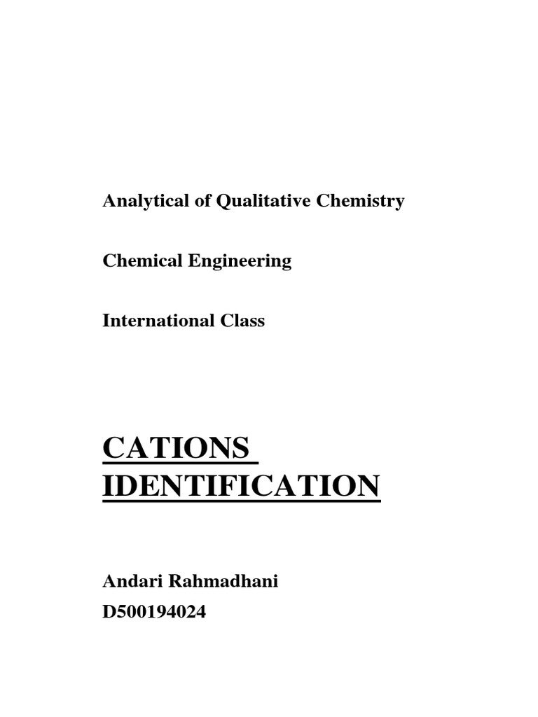 Cations Identifications | PDF | Hydroxide | Salt (Chemistry)