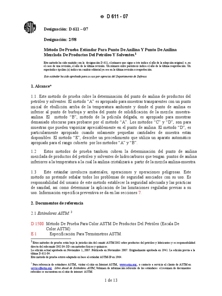 ASTM D611-07 Traducido | PDF | Temperatura | Hidrocarburos