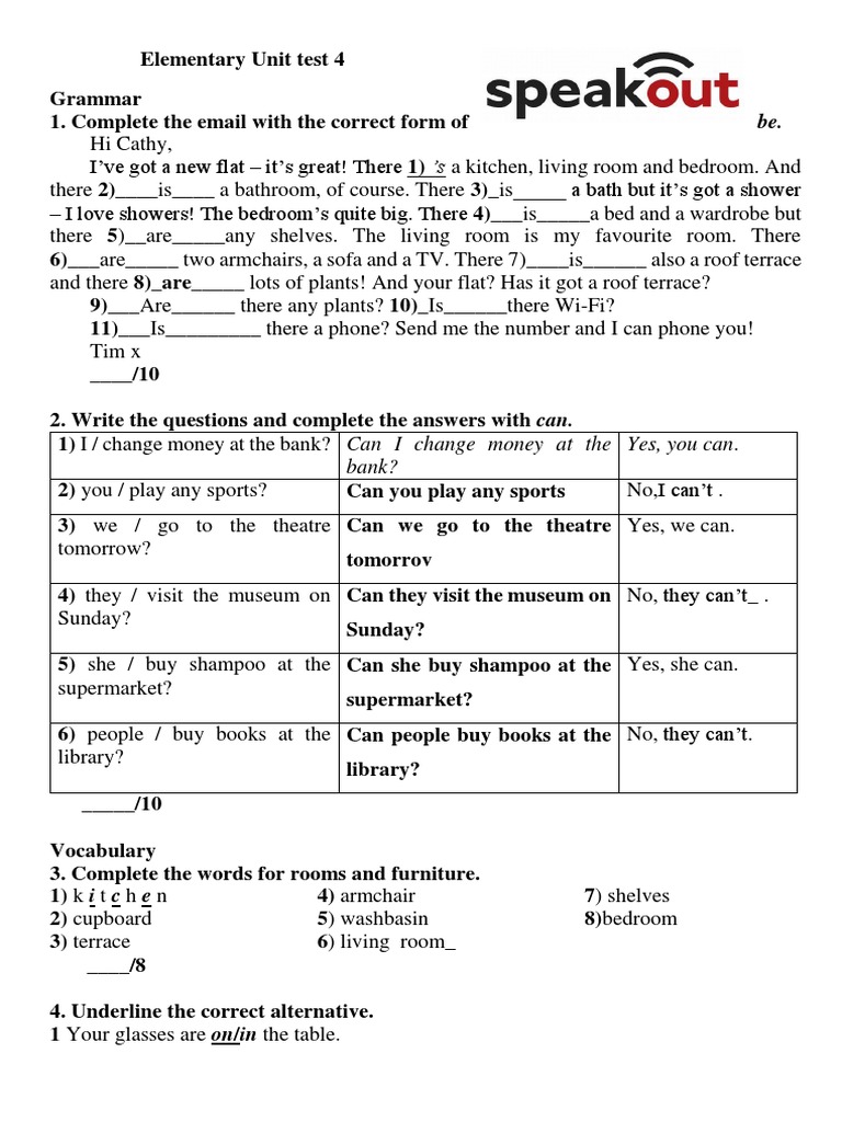 Elementary Unit Test 4 | PDF | Home | Architectural Elements