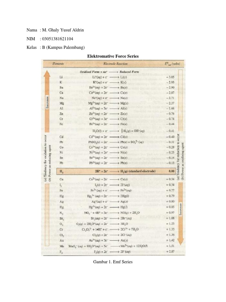 Elektromotive Force Series Overview | PDF | Teaching Methods ...