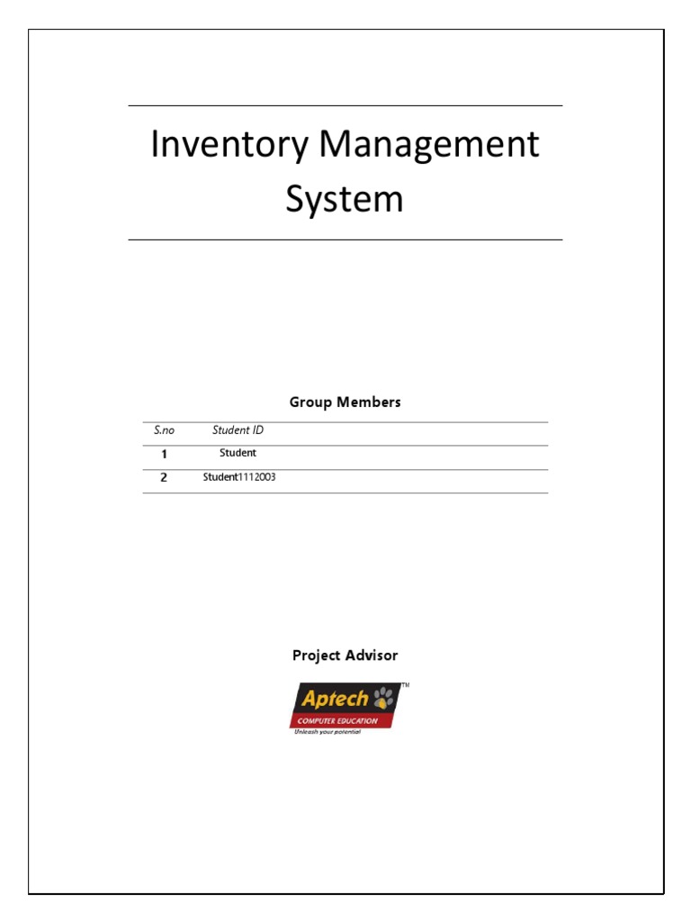 Inventory Management System: A Project Report on Developing an ...