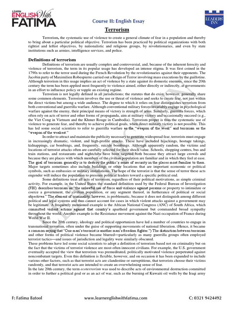 What Is Terrorism Notes | Download Free PDF | Suicide Attack | Reign Of ...