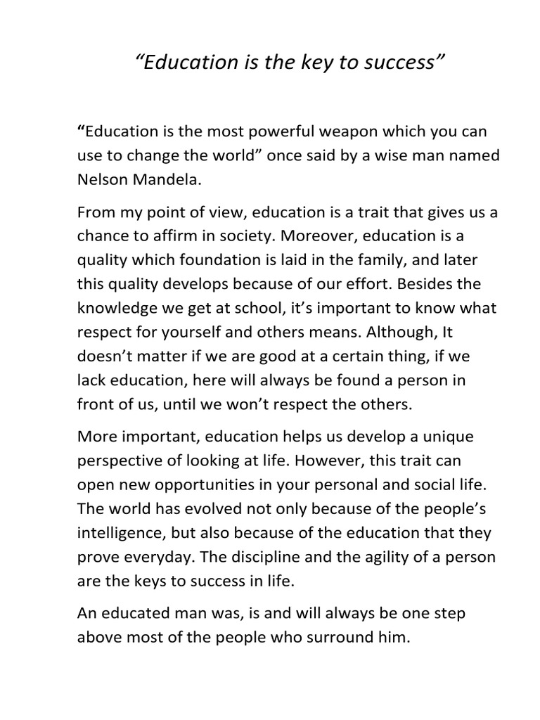 Education Is The Key To Success | PDF