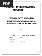 Physics Investigatory Project (XII) Tangent Galvanometer | PDF | Earth ...