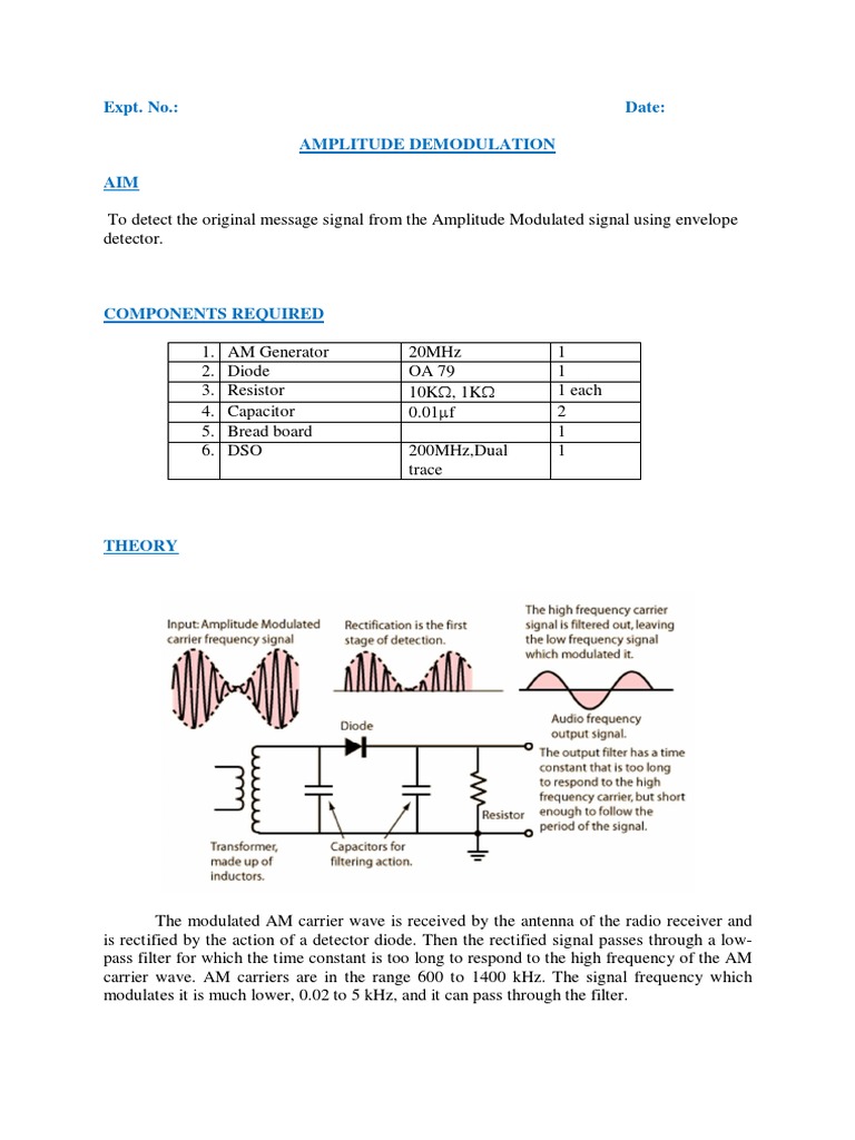 AM Demodulation - Envelope Detector | PDF | Detector (Radio) | Audio ...