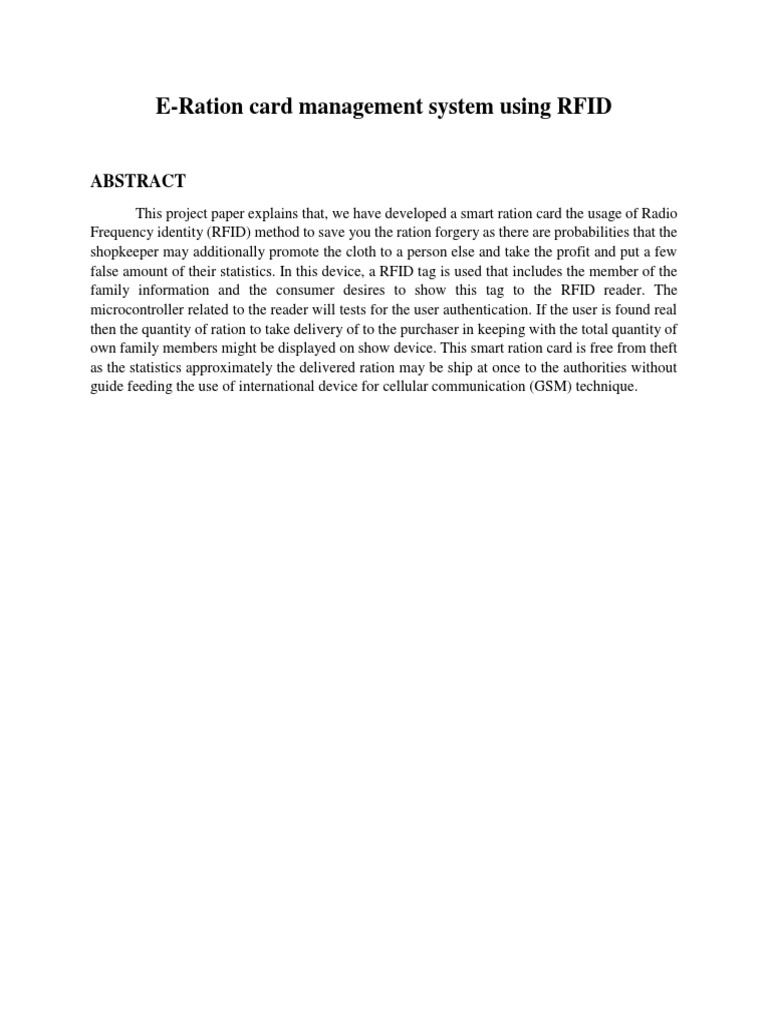 E-Ration Card Management System Using RFID | PDF | Radio Frequency ...