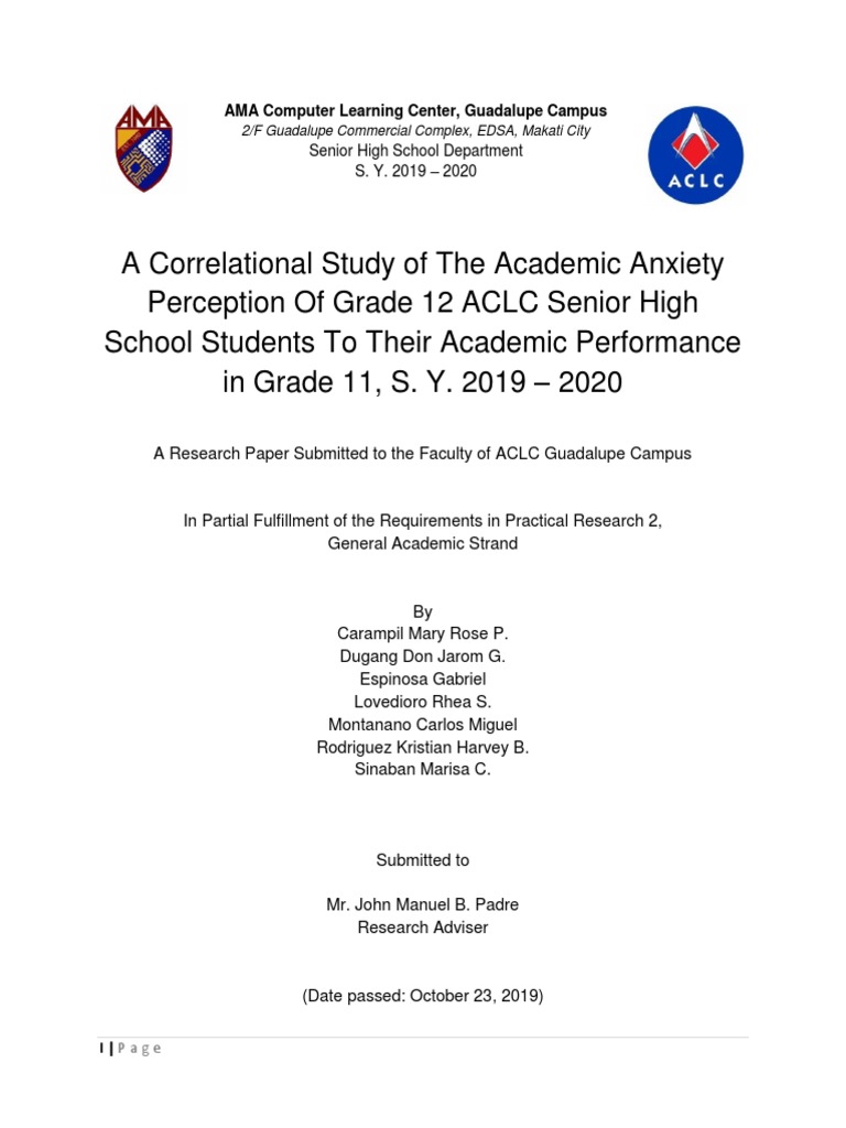 High School Research Paper Title Page