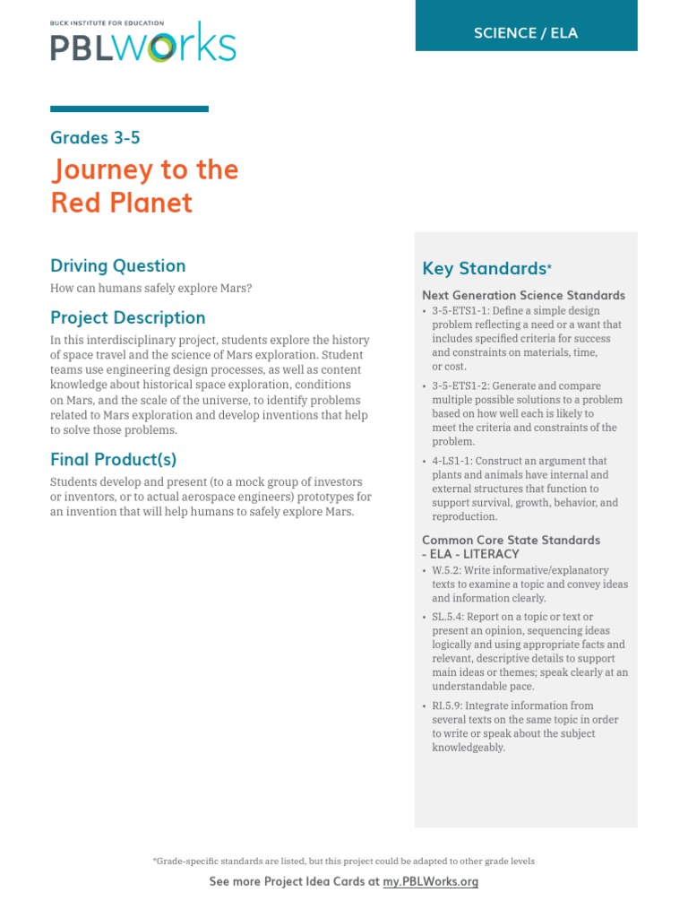 PBLworks Journey Red Planet | PDF | Invention | Engineering