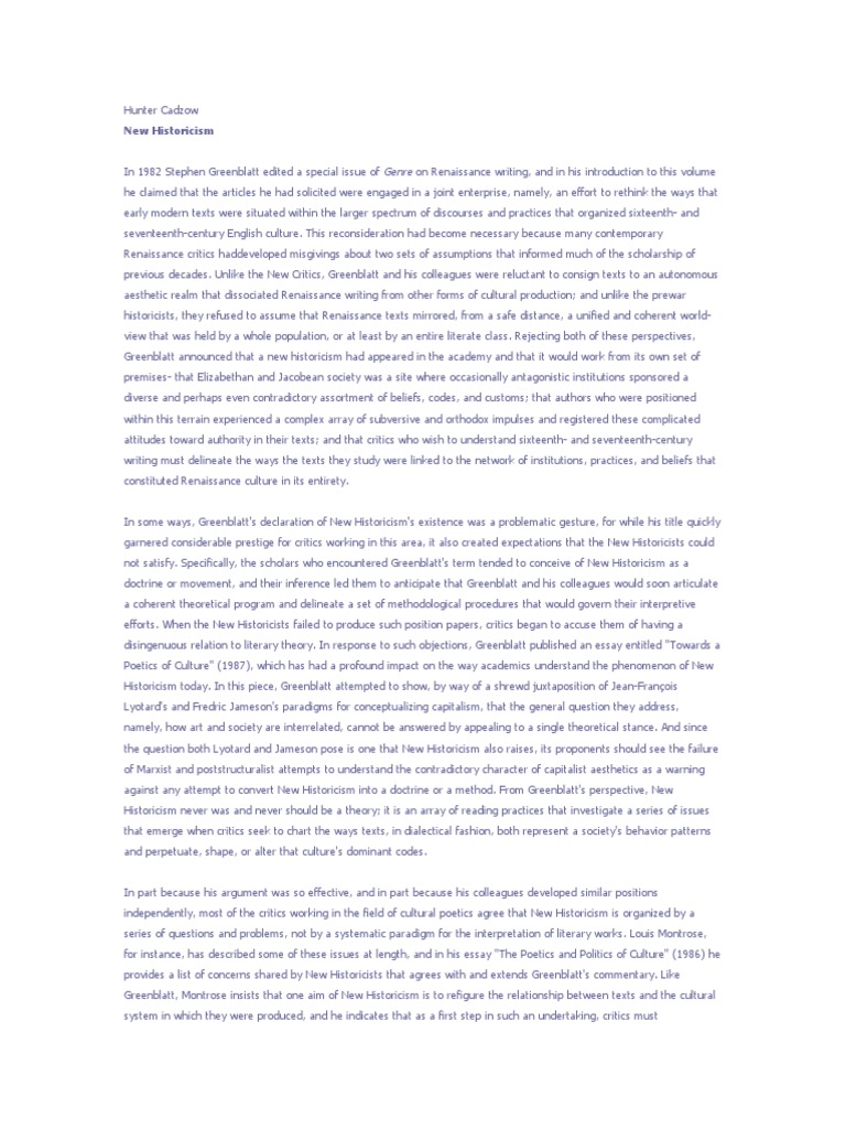 New Historicism Handouts Literary Theory | PDF | Literary Criticism ...