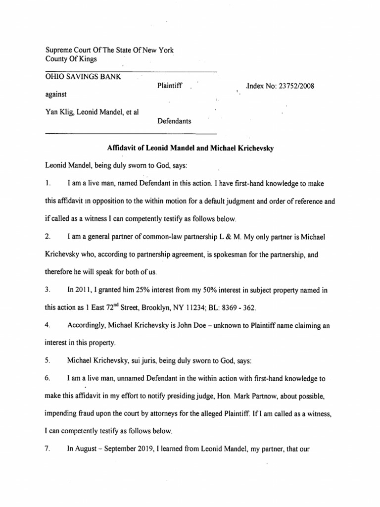 Affidavit of Leonid Mandel & Michael Krichevsky | PDF | Lawsuit ...