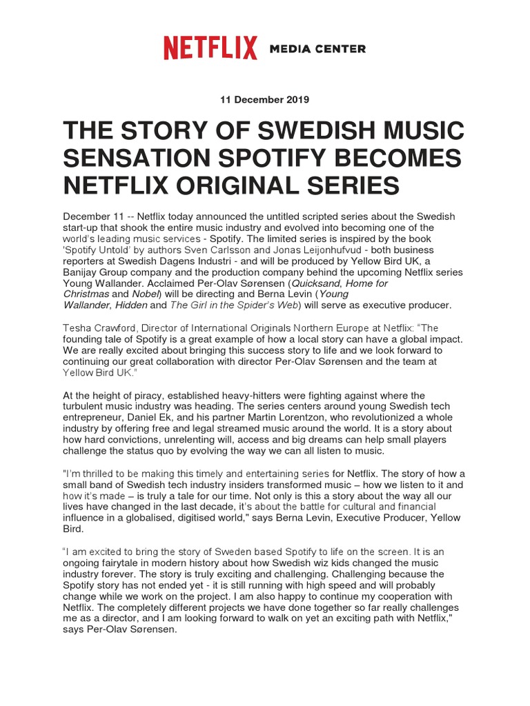 Press Release Netflix Spotify Untold | PDF | Entertainment