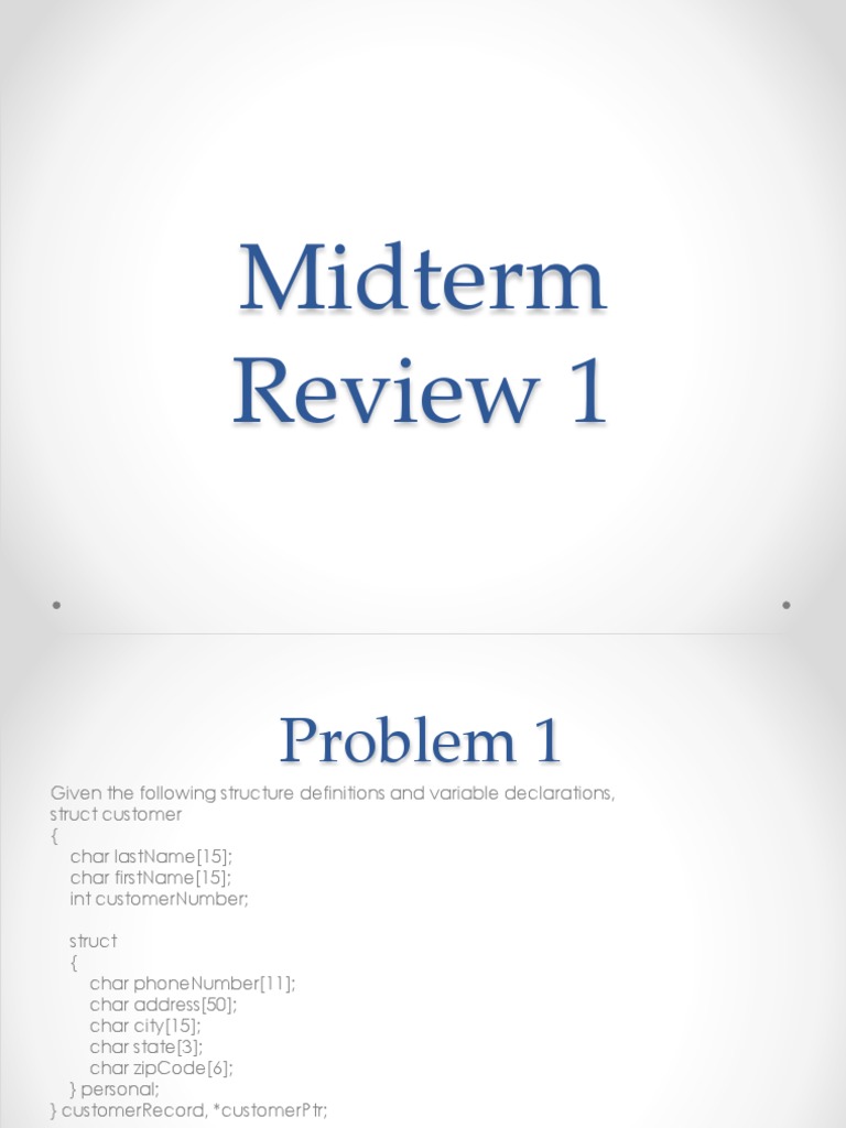 Midterm Review 1 Pdf Pointer Computer Programming Array Data Structure