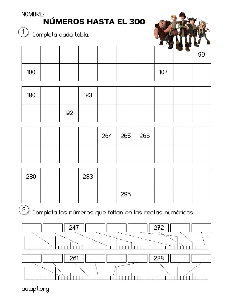 Números Hasta El 300 Repaso 1 | PDF