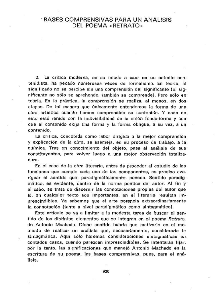 Bases Comprensivas para Un Analisis Del Poema Retrato | PDF | Don Juan ...