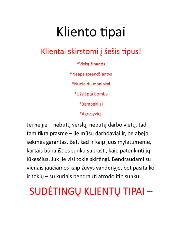Kliento Tipai | PDF