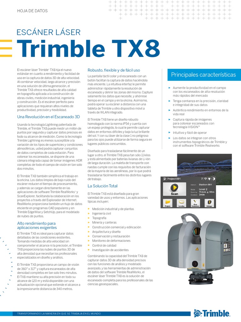 Datasheet - Trimble TX8 Laser Scanner - Spanish - Screen | PDF ...