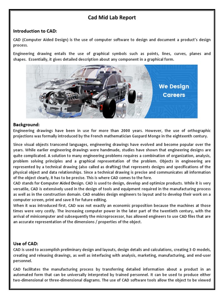 Autocad Lab Report | Computer Aided Design | Auto Cad