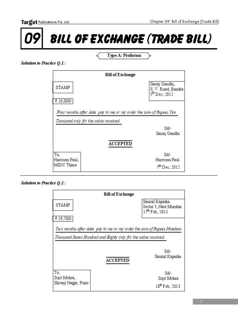 Bill of Exchange Examples and Formats | PDF | Debits And Credits ...