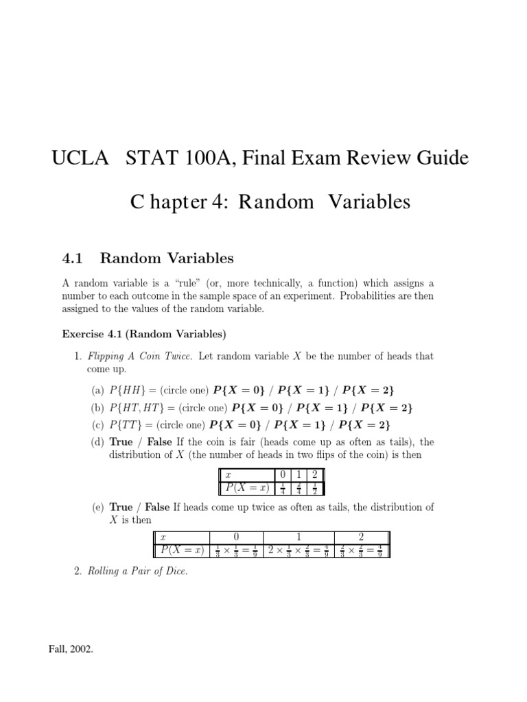 Stat | PDF | Expected Value | Probability Distribution