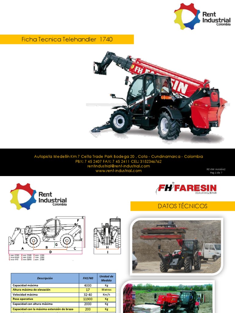 Ficha Tecnica Telehandler 1740 | PDF | Factores humanos y ergonomía ...