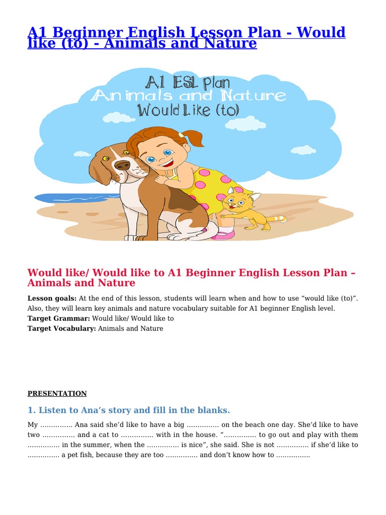 A1 Lesson Plan: Animals & Nature | PDF | Learning | Communication