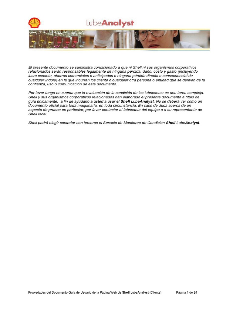 Shell LubeAnalyst - Guía Rápida de Usuario1 | PDF | Interfaz de línea ...