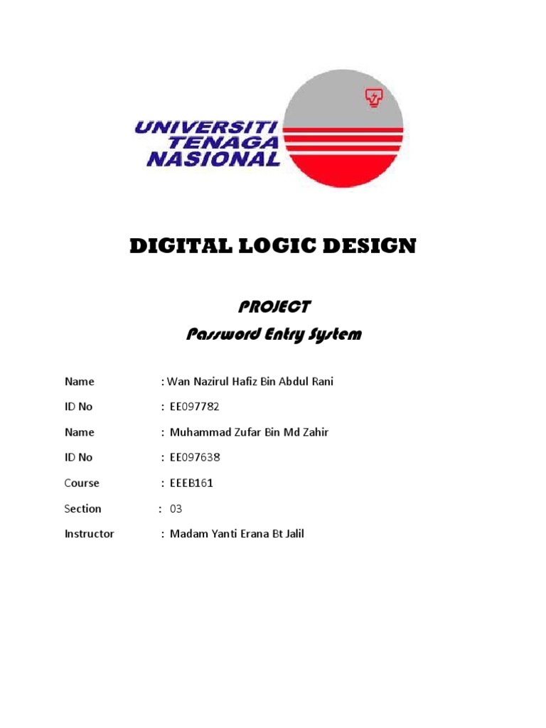 DIGITAL LOGIC DESIGN PROJECT Password en | PDF | Electronic Engineering ...