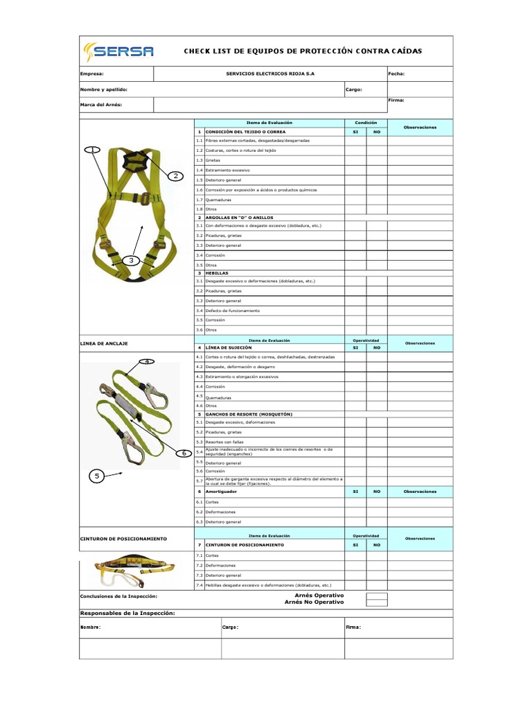 Check List de Equipos de Protección Contra Caídas | PDF | Naturaleza