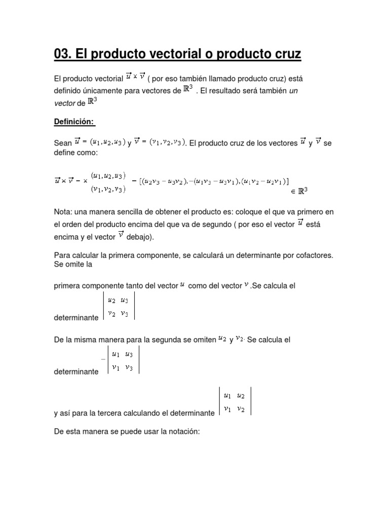 El Producto Vectorial | PDF | Vector Euclidiano | Determinante