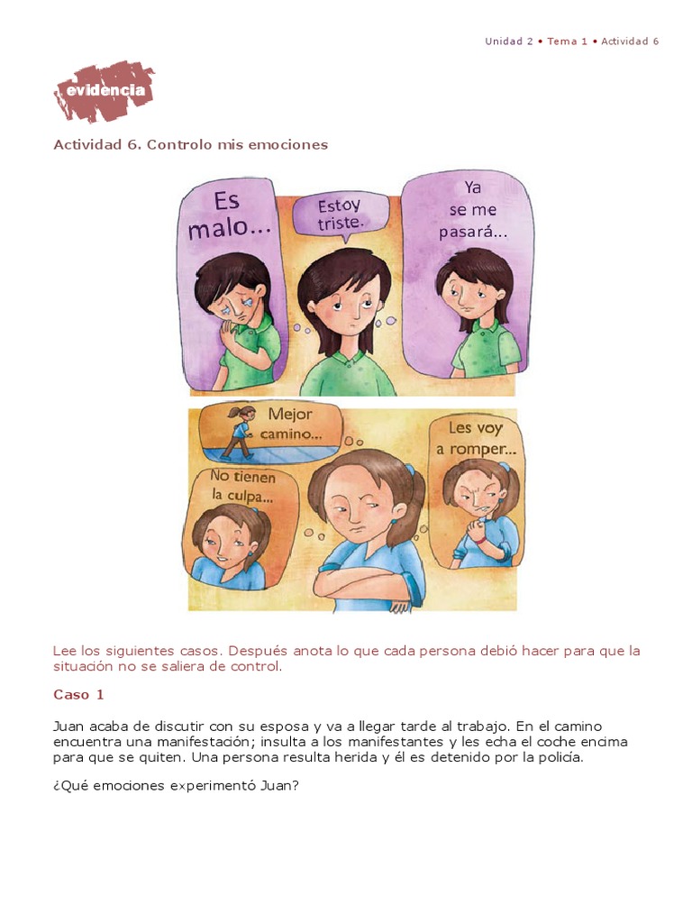 Unidad 2 Tema2 Actividad 6 Pdf Ira Las Emociones