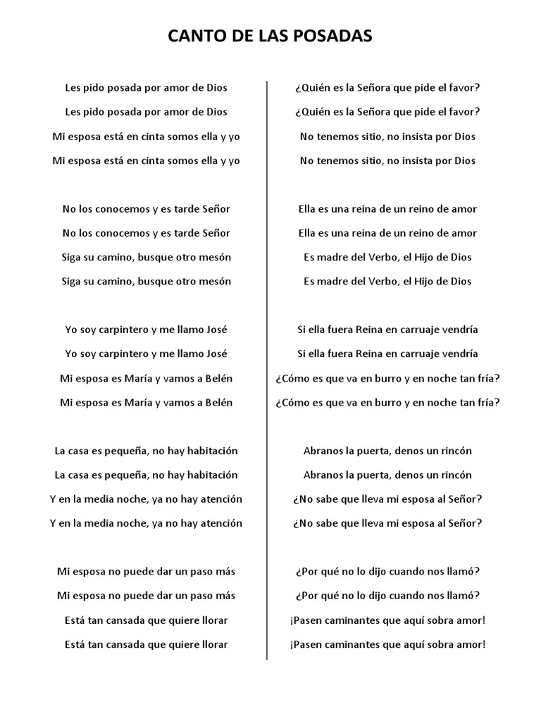 Cantos de las Posadas: Letra y Significado | PDF