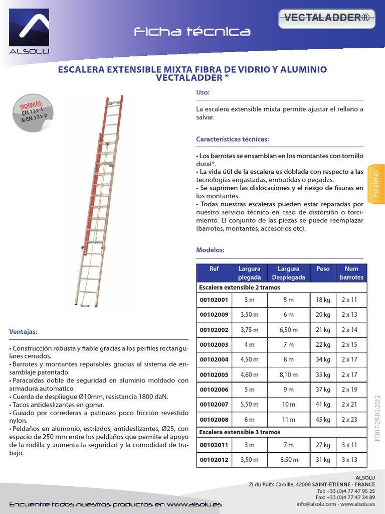 Ficha Tecnica Escalera Extensible Mixta ft017 | PDF | Materiales | Materiales de construcción