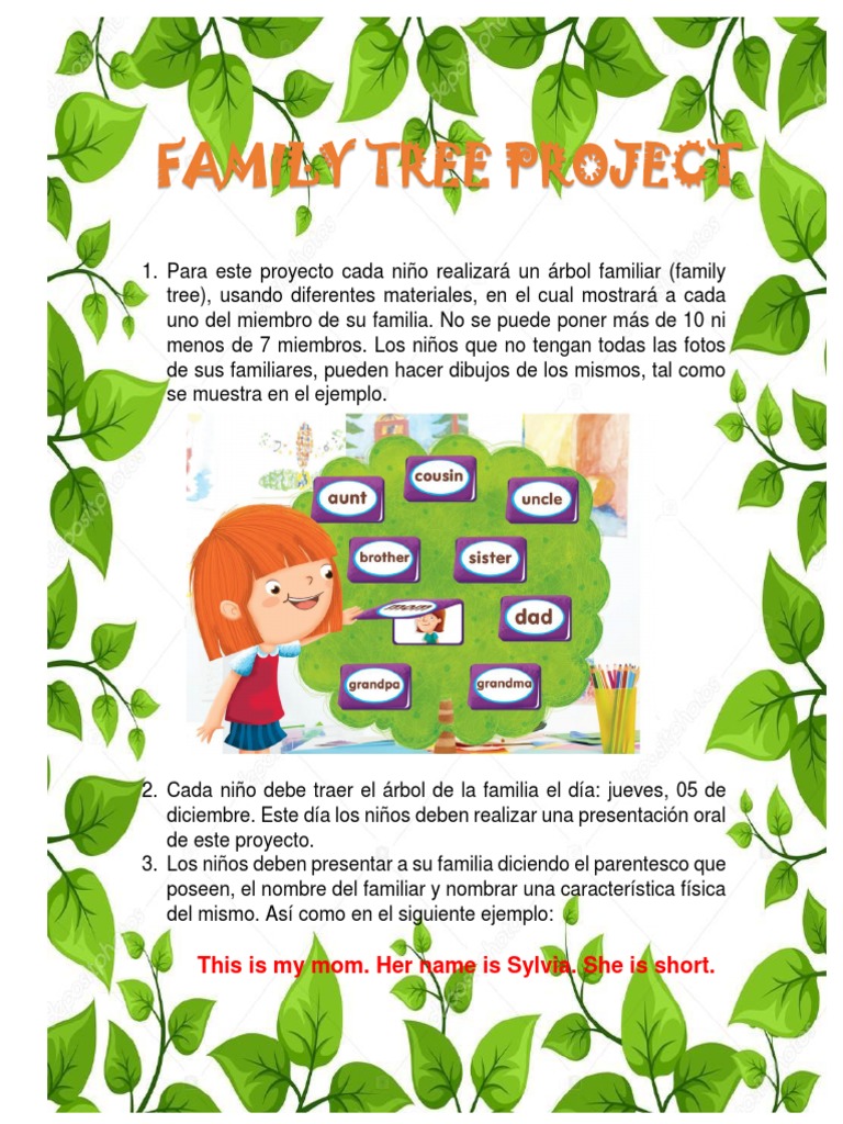 Proyecto de Árbol Familiar en Inglés | PDF | Artes del Lenguaje y ...