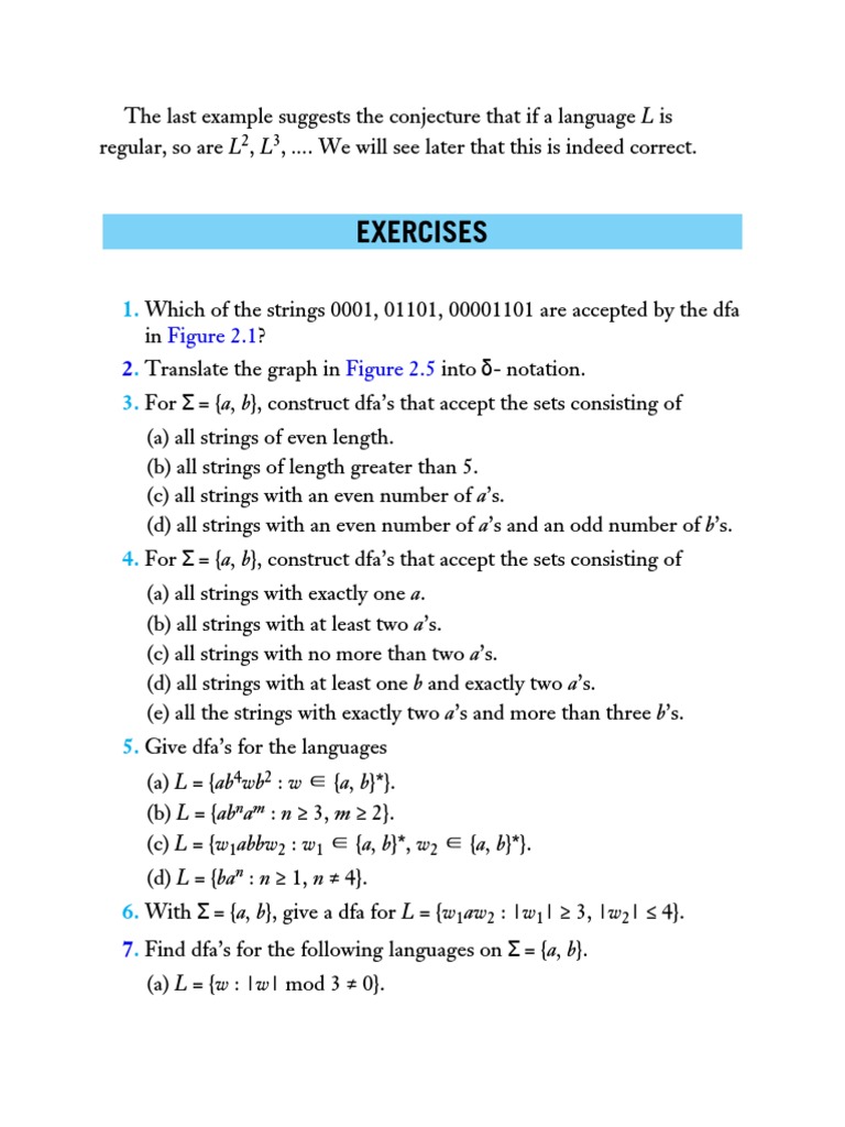 Linz - Chapter 2 & 3 - Exer PDF | PDF | Regular Expression | Metalogic