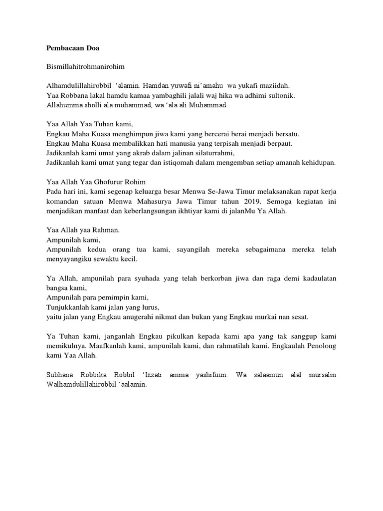 Doa Raker Menwa | PDF