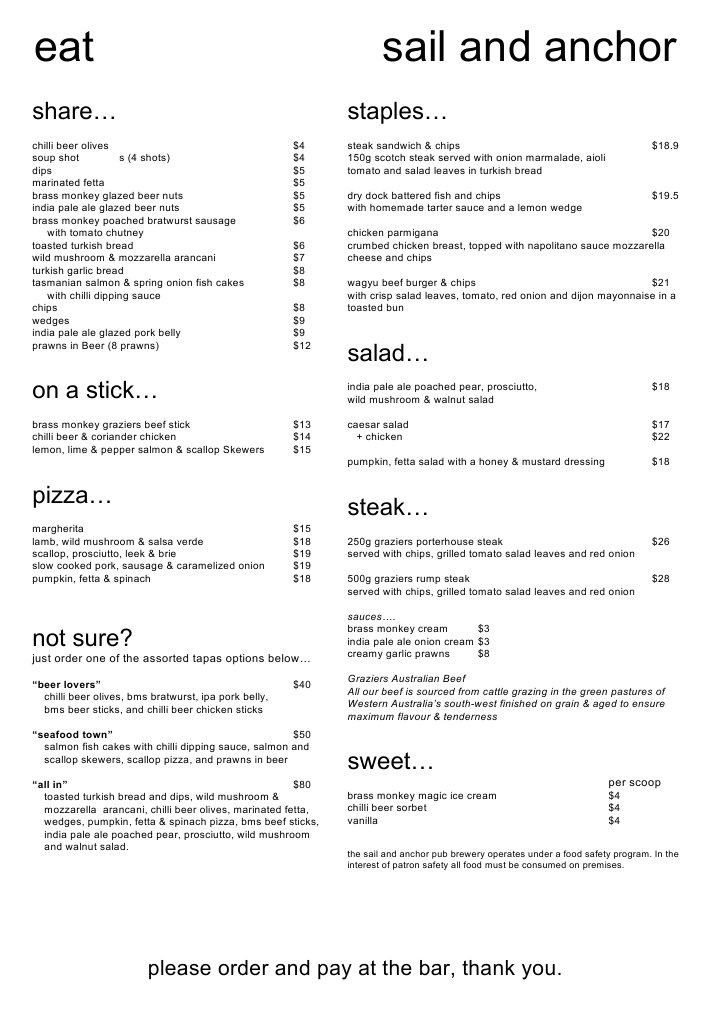 Sail and Anchors Summer Menu 2010 | PDF | Wine | Foods