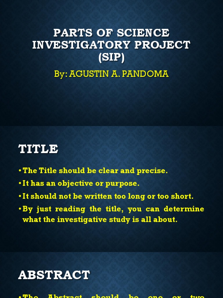 Parts of Science Investigatory Project (SIP) | PDF | Hypothesis ...