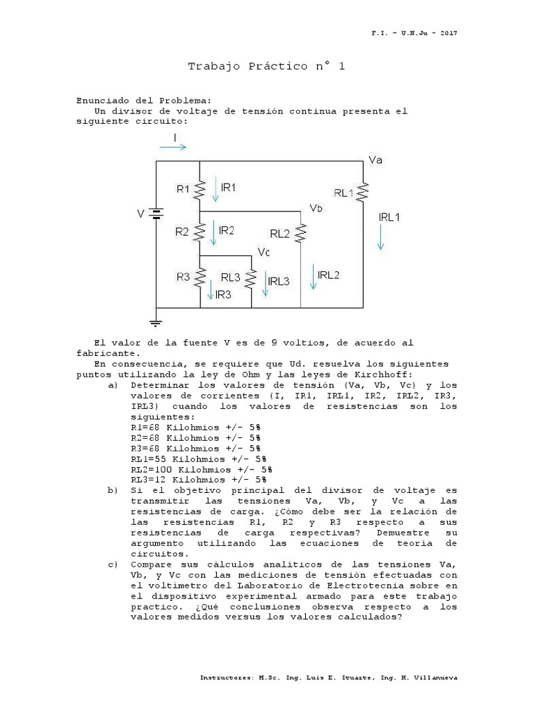 TP1 Anio 2017 | PDF | Resistencia Eléctrica y Conductancia | Voltio