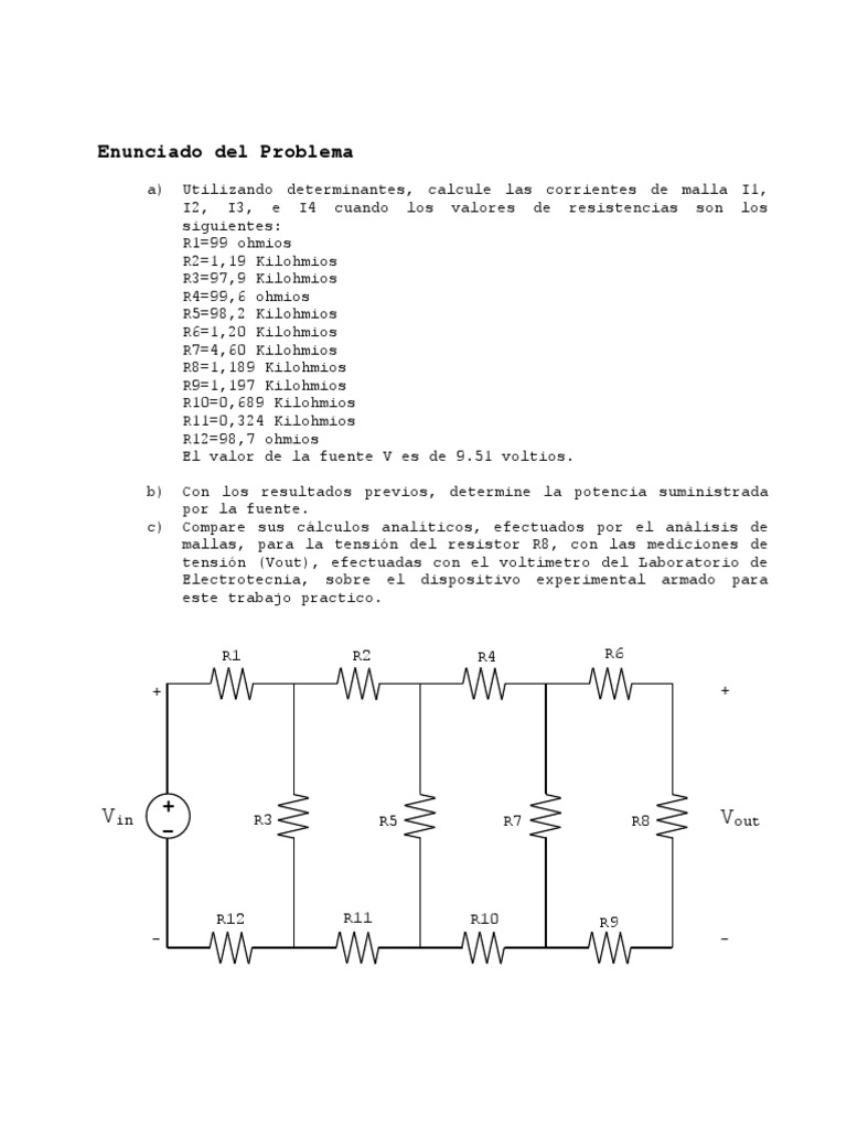 Trabajo Practico 2 Analisis de Mallas | PDF | Resistor | Resistencia Eléctrica y Conductancia