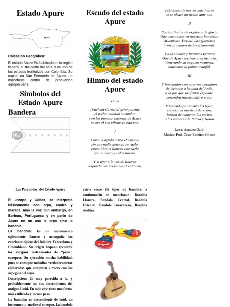 Himno y Símbolos del Estado Apure | PDF | Cordófonos | Instrumentos de ...