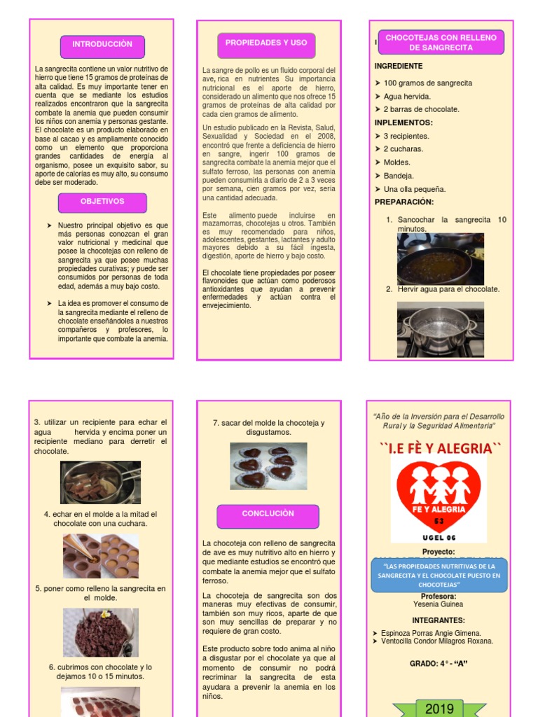 Triptico Sangrecita | PDF | Chocolate | Nutrición