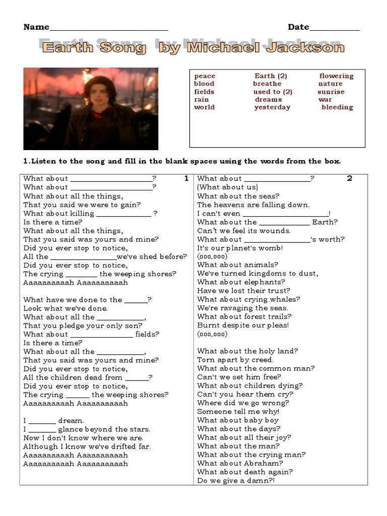 Earth Song Activities With Music Songs Nursery Rhymes 78074 | PDF