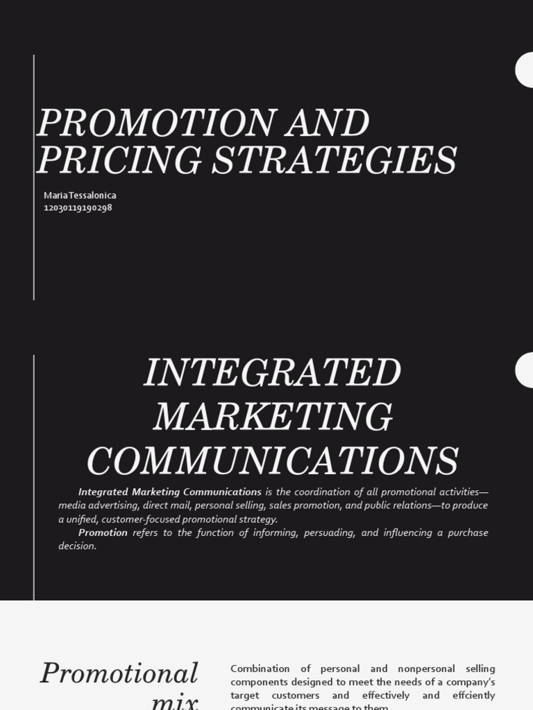 Promotion and Pricing Strategies Overview | PDF | Sales | Pricing