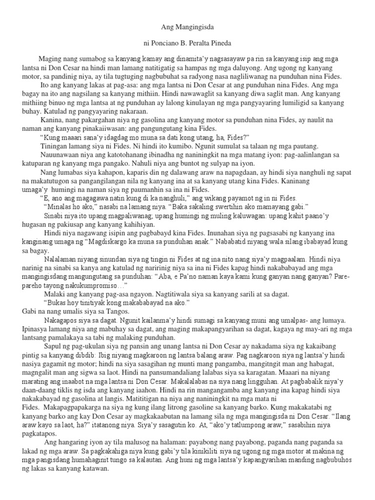 Ang Mangingisda Ponciano Pineda | PDF