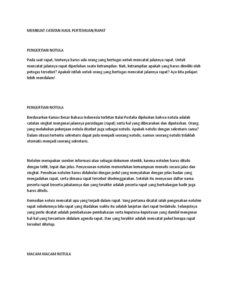 Panduan Lengkap Menyusun Notula Rapat | PDF | Karier & Perkembangan