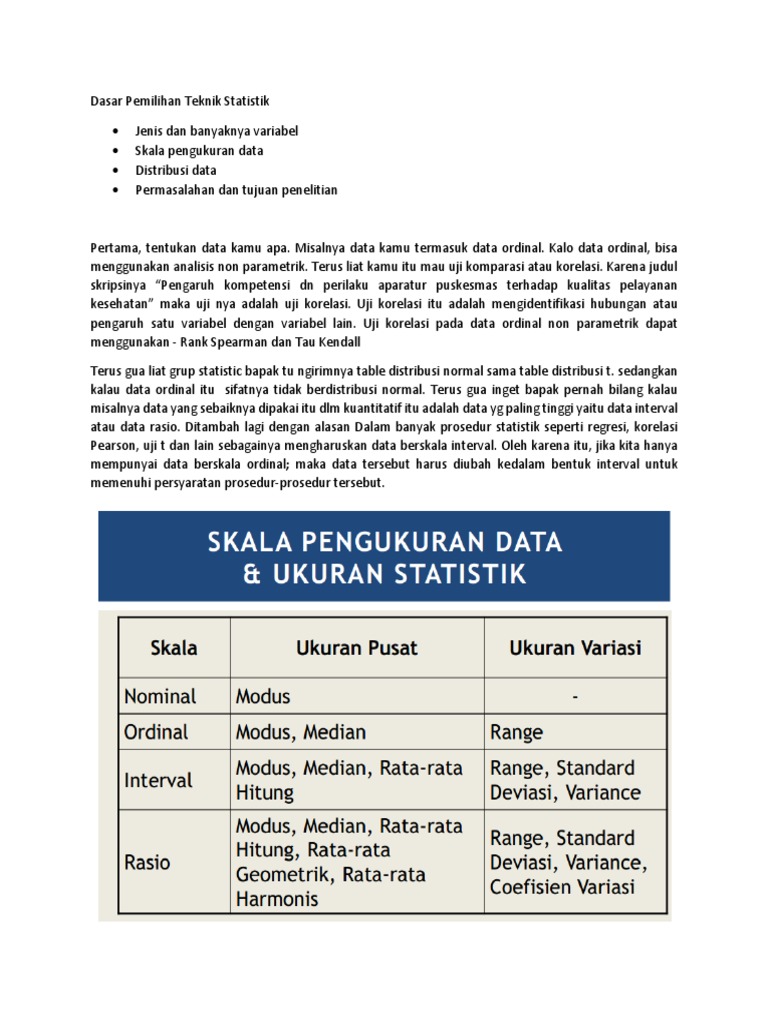 Dasar Pemilihan Teknik Statistik | PDF | Karier & Perkembangan | Komputer